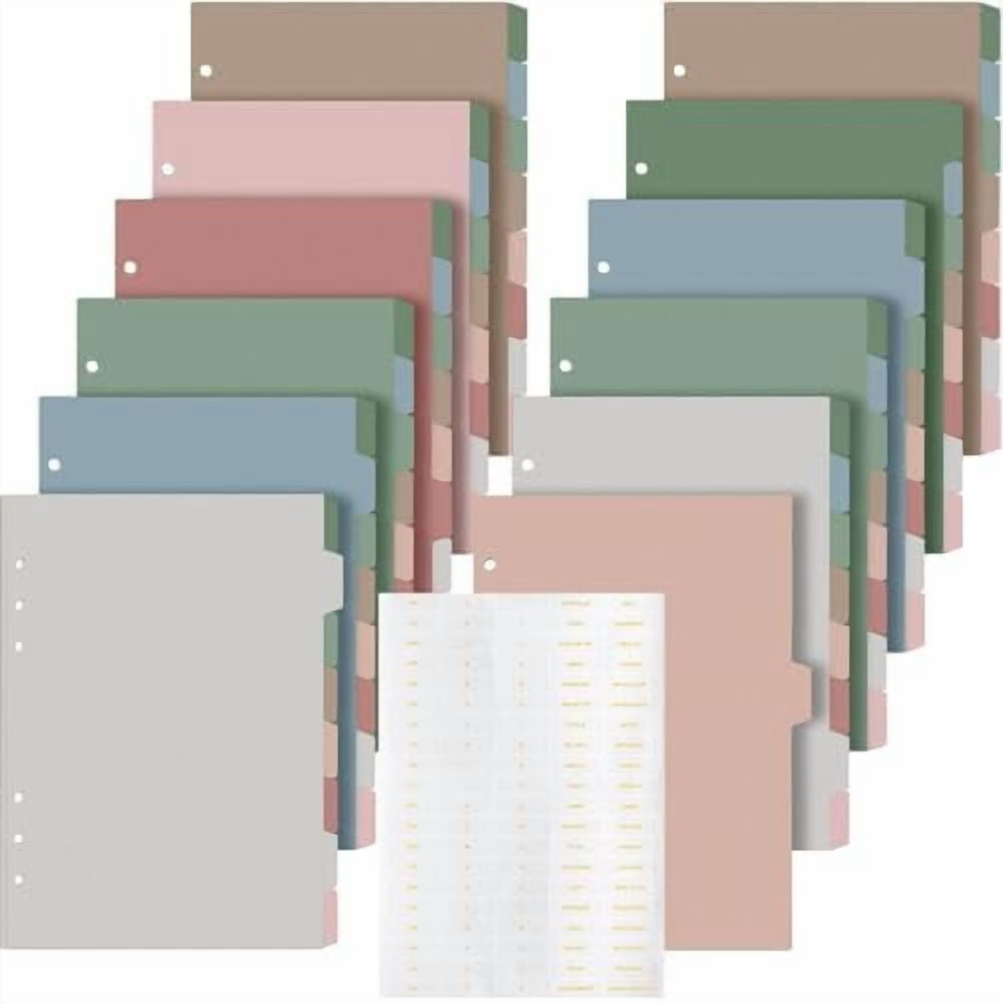 96 Pcs A5 6 Hole Binder Dividers with 8 Tabs 8.27 x 5.51 Inch Mini ...