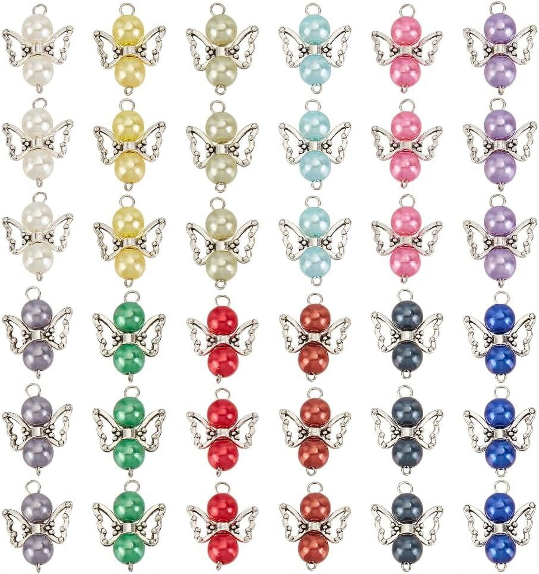 96 Pcs Angel Wings Connector Charms 12 styles Mixed Color Alloy Fairy ...