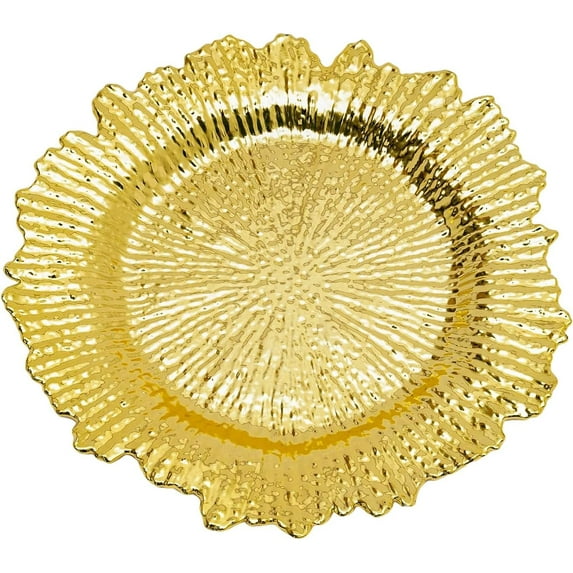 96 Pcs Antique Charger Plates Bulk Round Plastic Dinner Plate Embossed ...