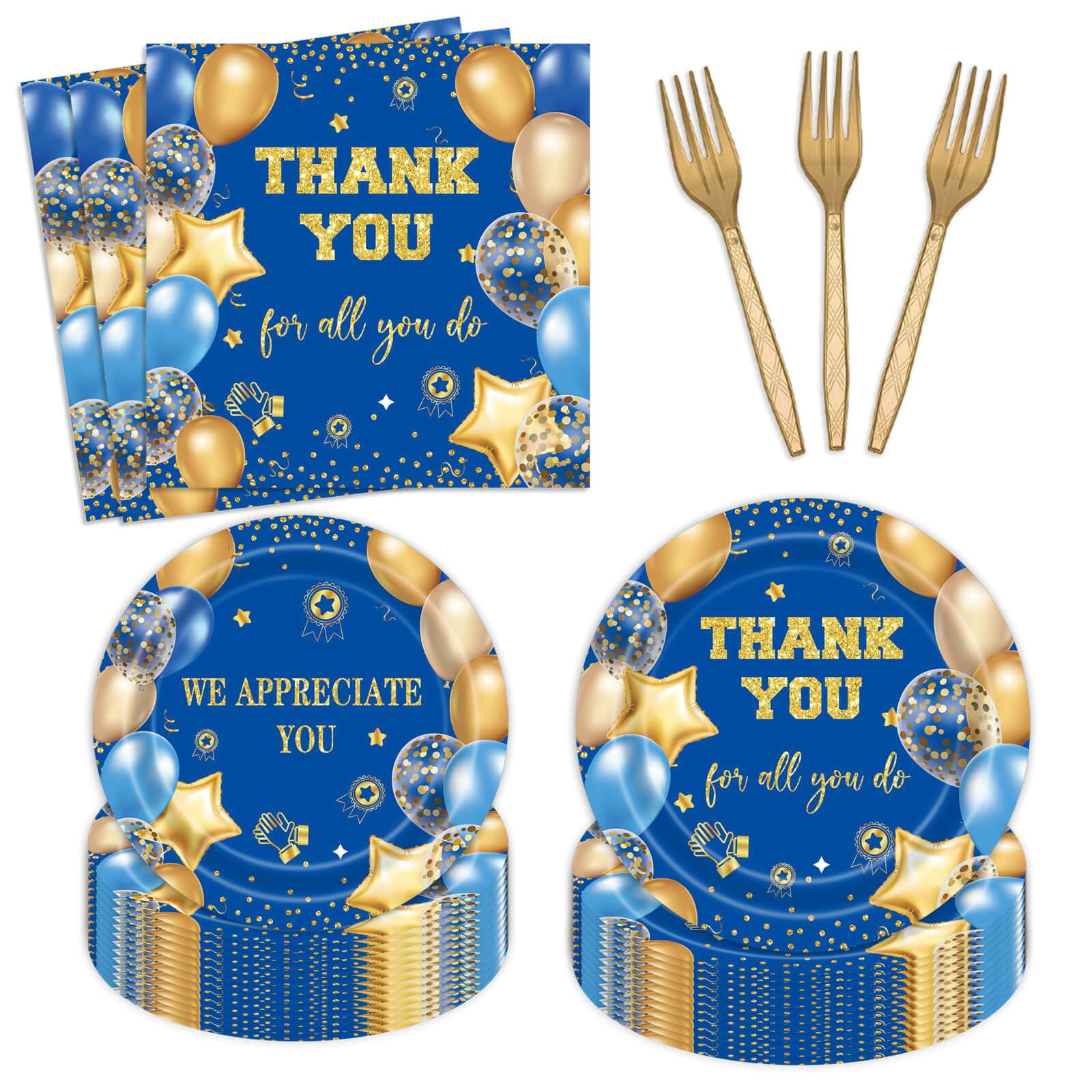 96 Pcs We Appreciate DHF10 You Paper Plates 24 Guest Thank You Party ...