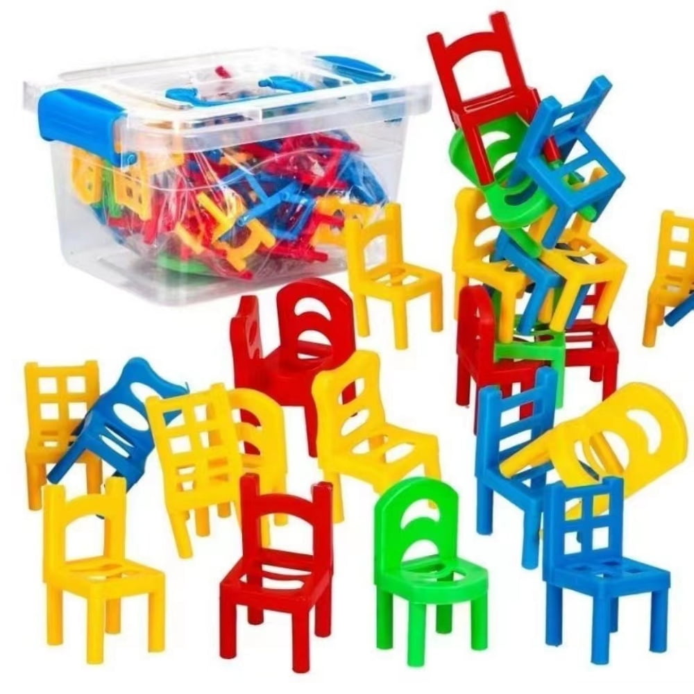 96 Pcs Chairs Stacking Tower Balancing Game, Mini Chairs Stacking Game ...