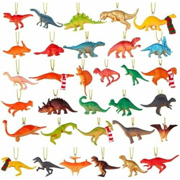 96 Pcs Christmas Dinosaur Hanging Ornament Set 3D Dinosaur Xmas ...