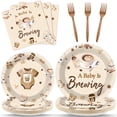 96 Pcs Coffee Baby Shower Party Plates Napkins Tableware Set A Baby Is ...