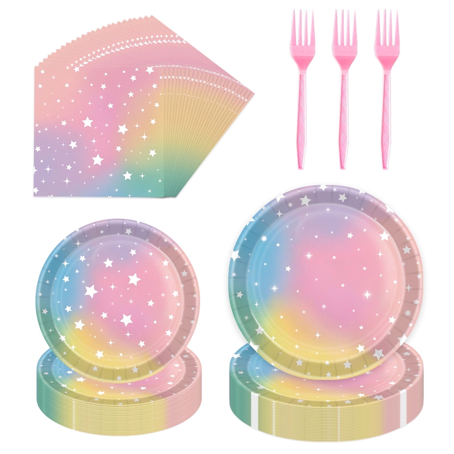 96 Pcs Colorful Paper Tableware Set for Birthday Party Table ...