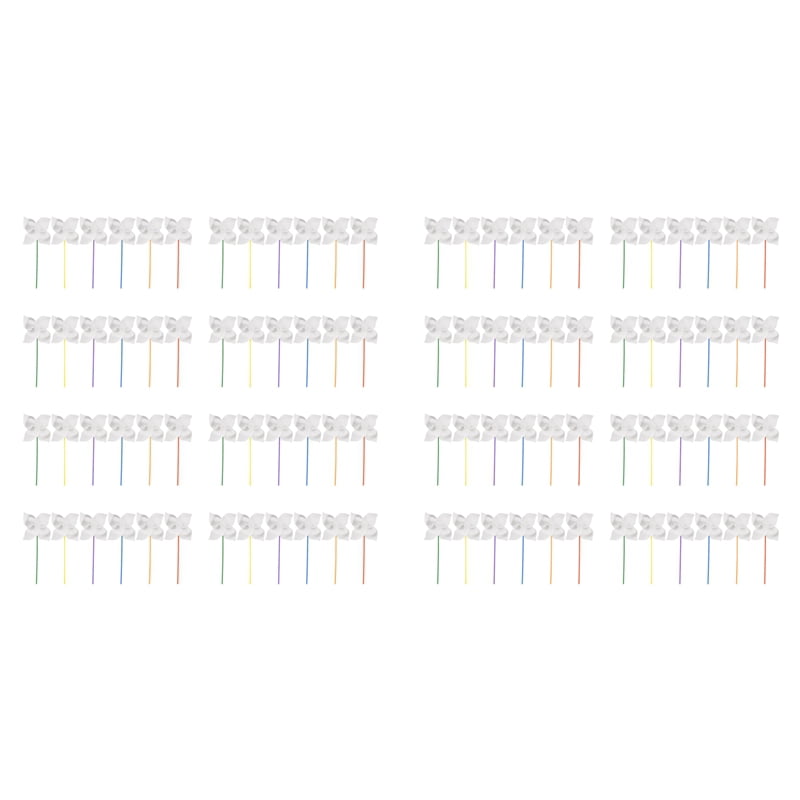 96 Pcs DIY Pinwheels Craft White Blank Paper Pinwheels Color Your Own ...