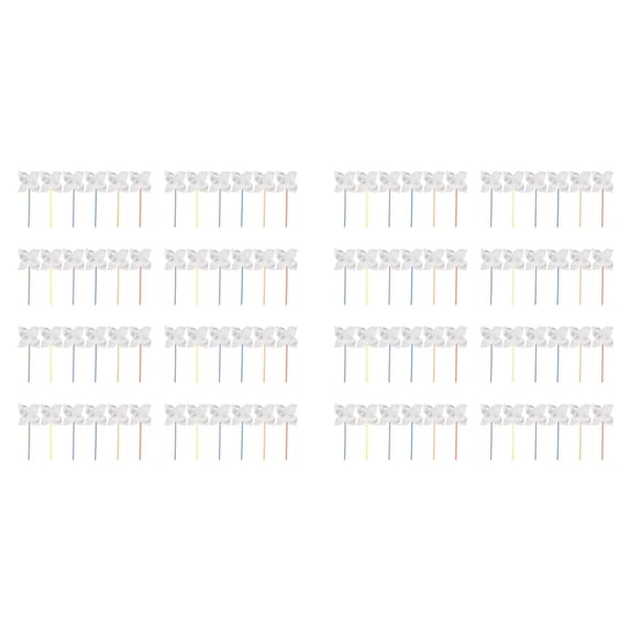 96 Pcs DIY Pinwheels Craft White Blank Paper Pinwheels Color Your Own ...