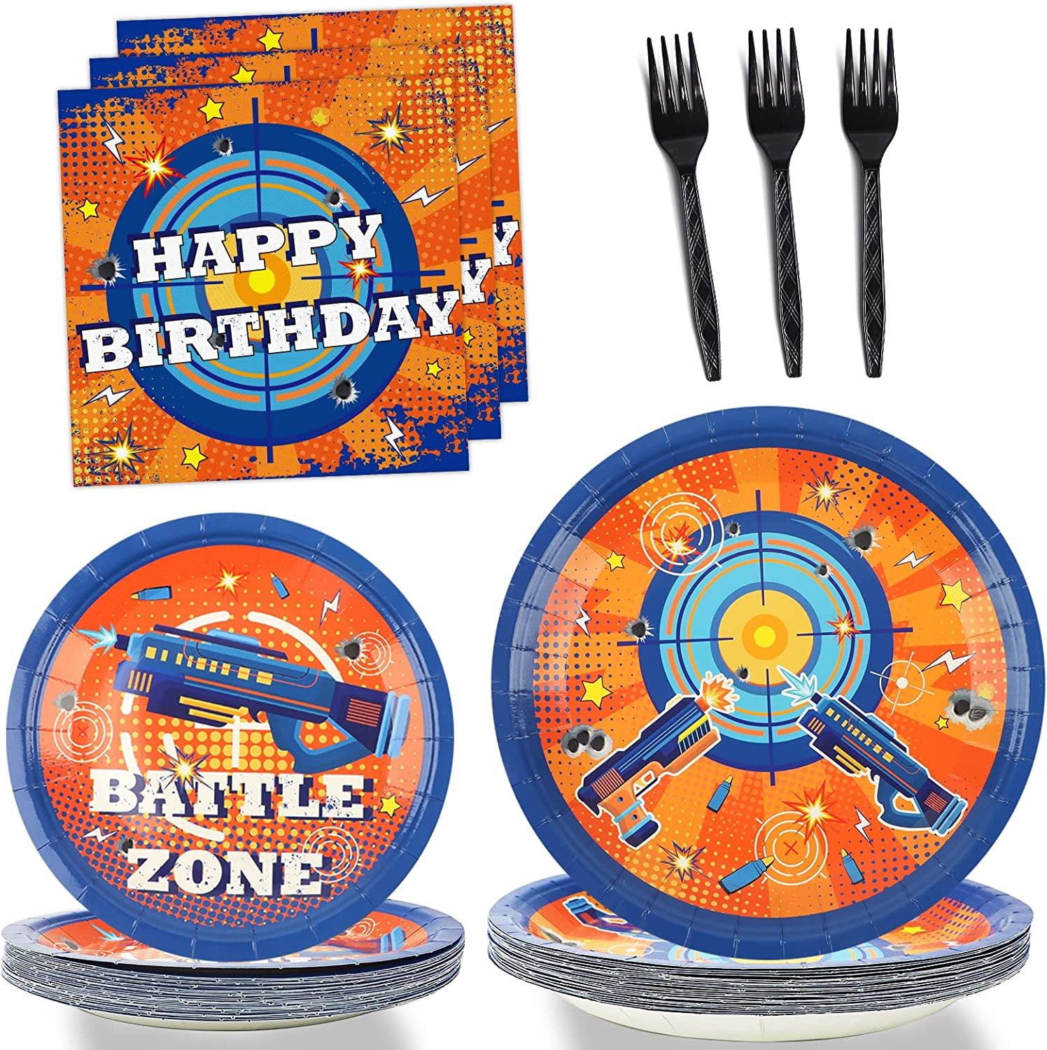 96 Pcs Dart War Plates and Napkins Party Supplies Dart War Themed ...