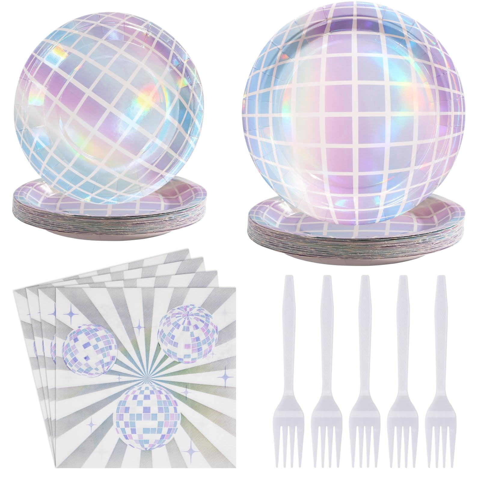96 Pcs Disco Party Supplies- Disco Ball H2FSDTableware Including Disco ...