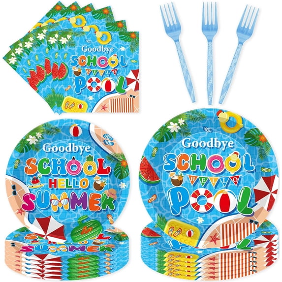 96 Pcs Goodbye School Hello Pool Party Decorations, Summer Pool Party ...