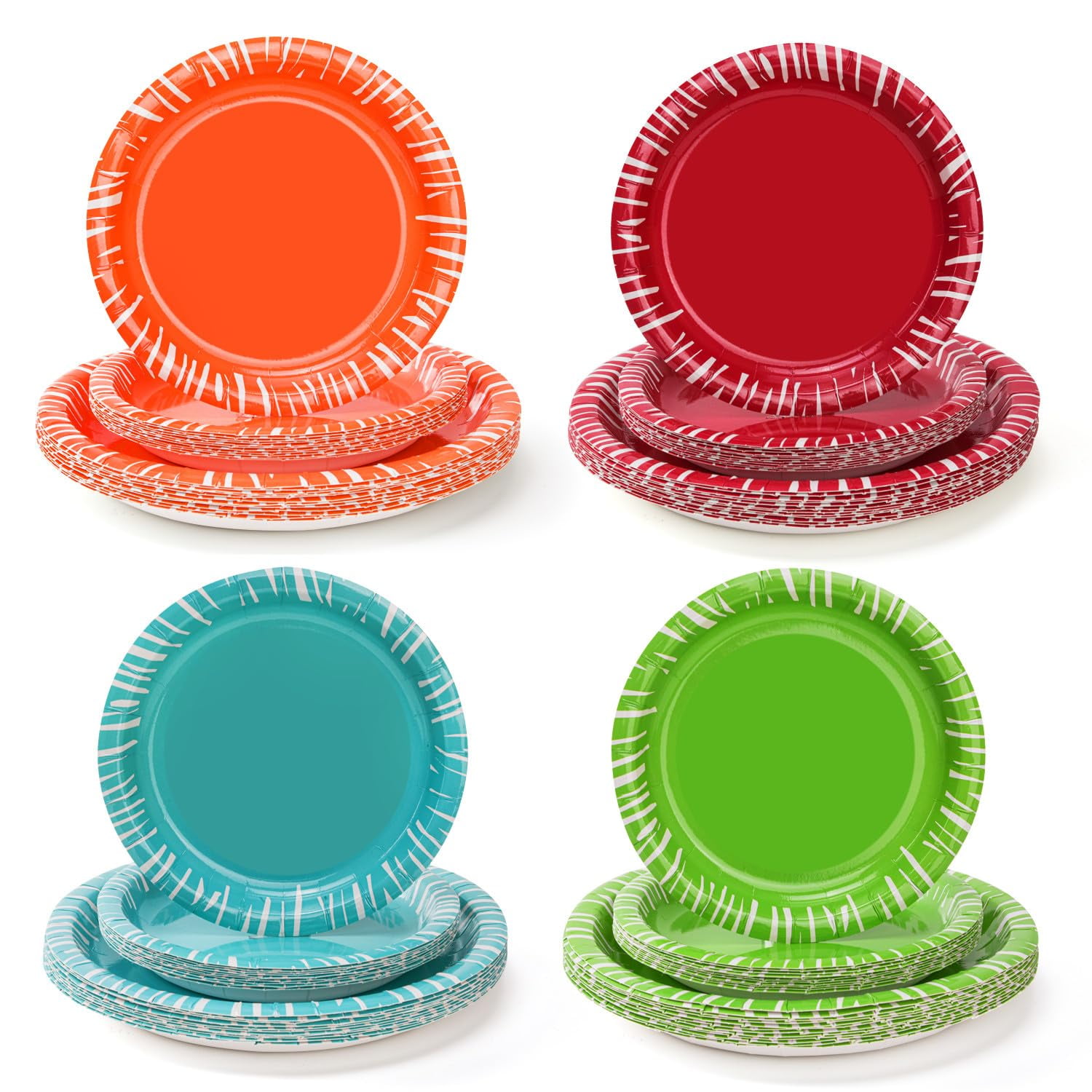 96 Pcs Mexican Fringe Paper Plates AFN1Fiesta Party 7 Inch and 9 Inch ...