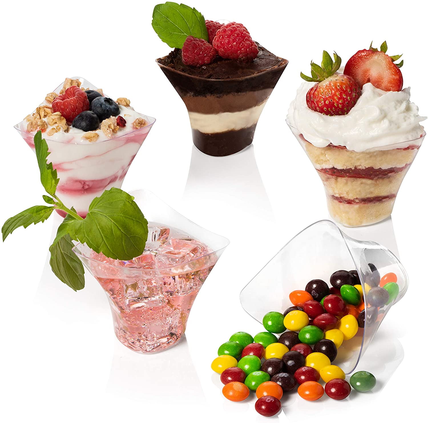 96 Pcs Mini Swirl Triangle Plastic Dessert Cups, 3.5 oz - Plastic Cup ...