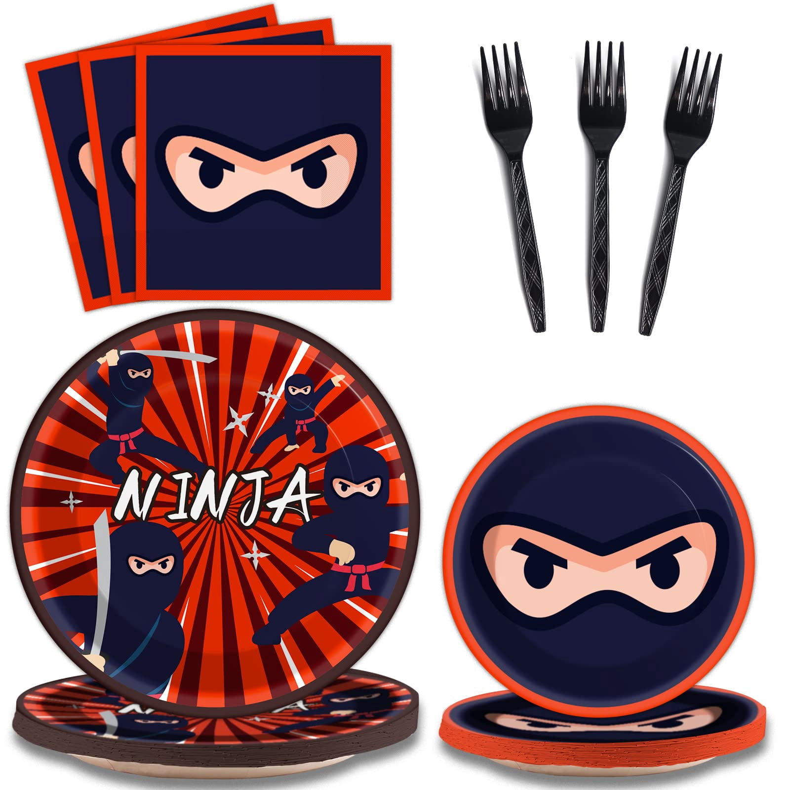 96 Pcs Party Decorations Supplies Ninja Master Tableware Set Karate ...