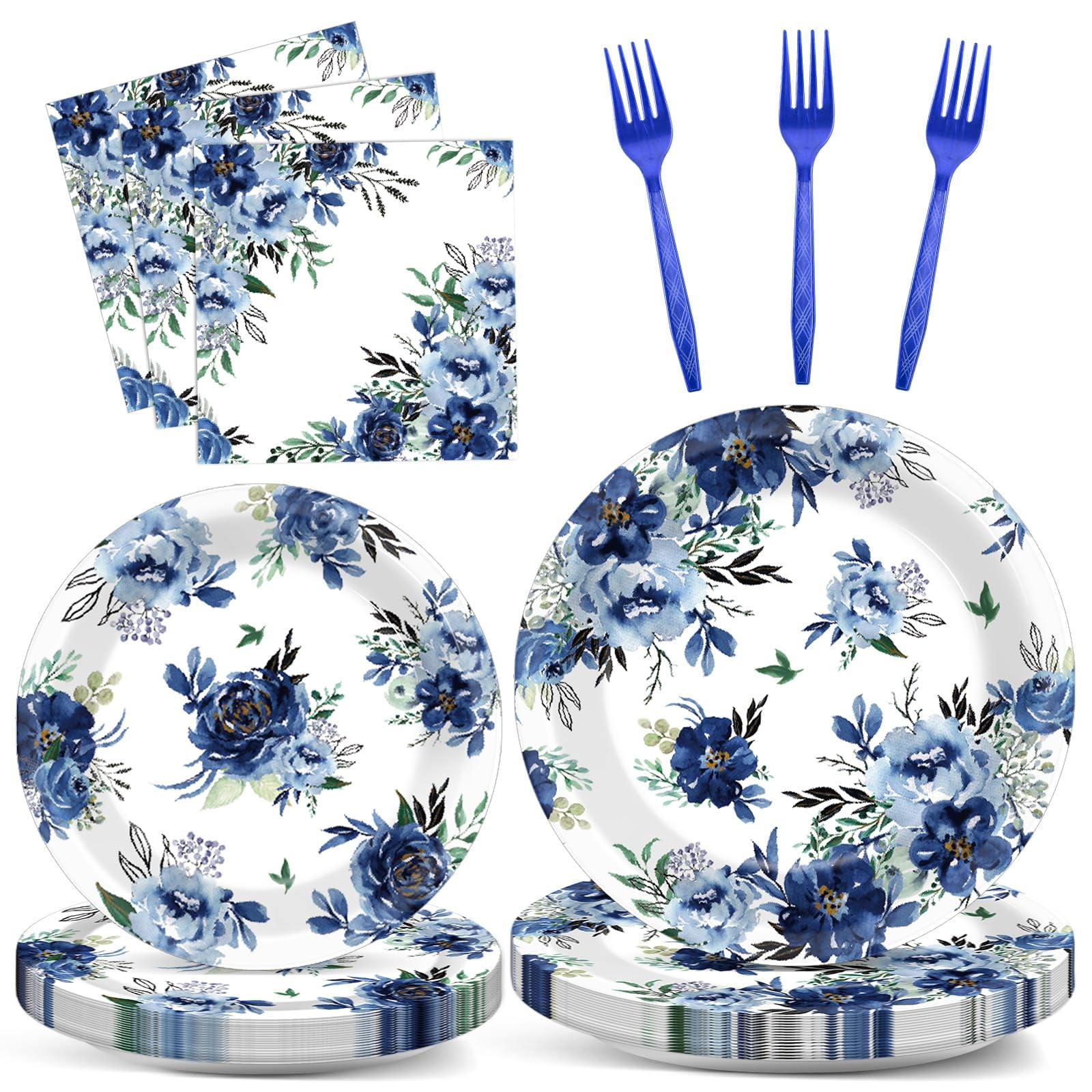 96 Pcs Peony Party DHF10 Plates Napkins Tableware Set Flower Supplies ...