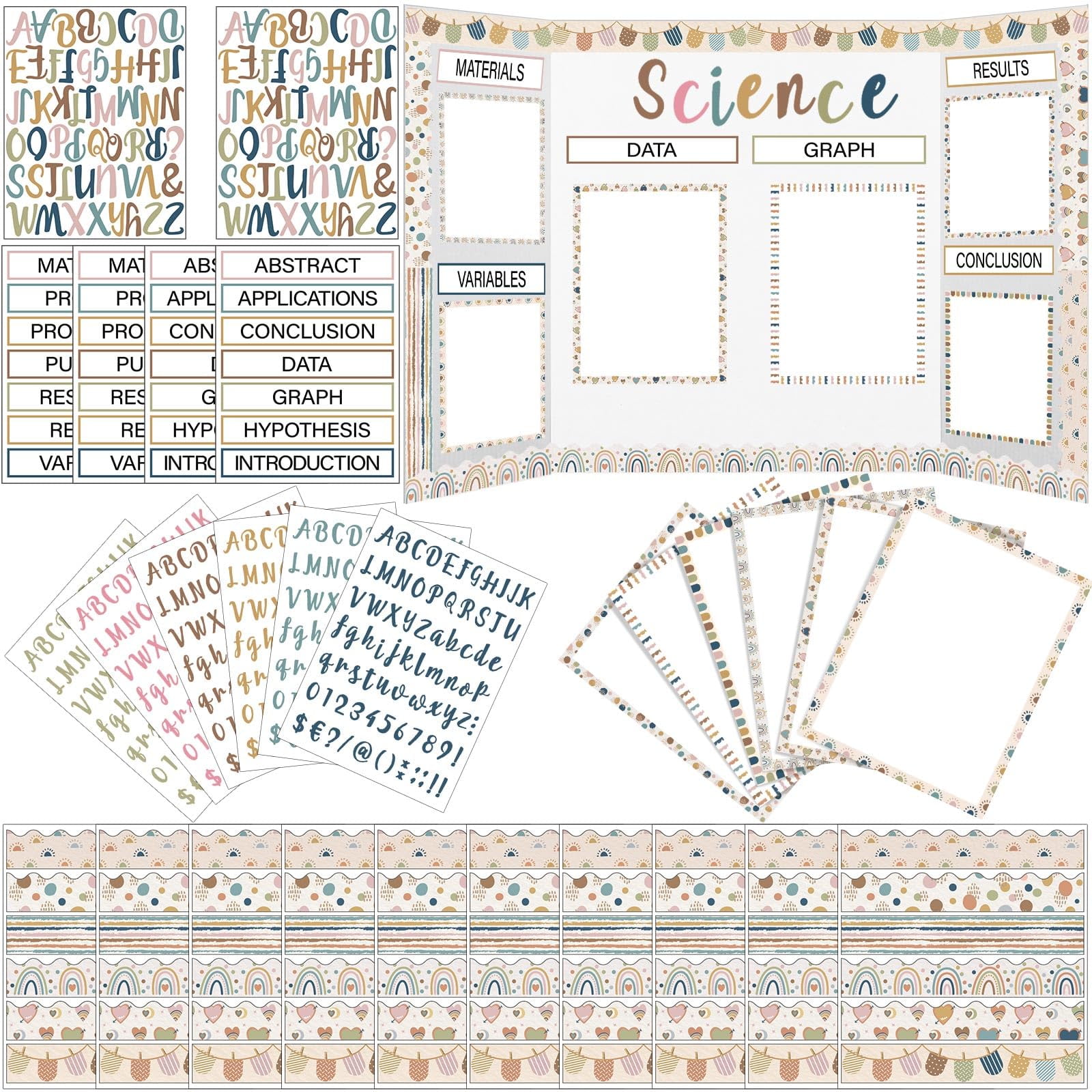 96 Pcs Science Fair Board Supplies Includes Self Adhesive Science Fair ...