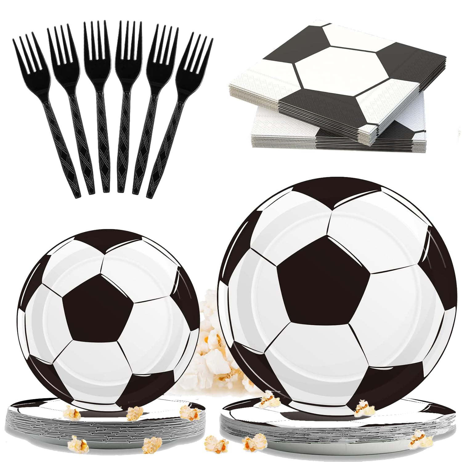 96 Pcs Soccer Party Supplies Bundle BSL1 Paper Plates Napkins Sports ...