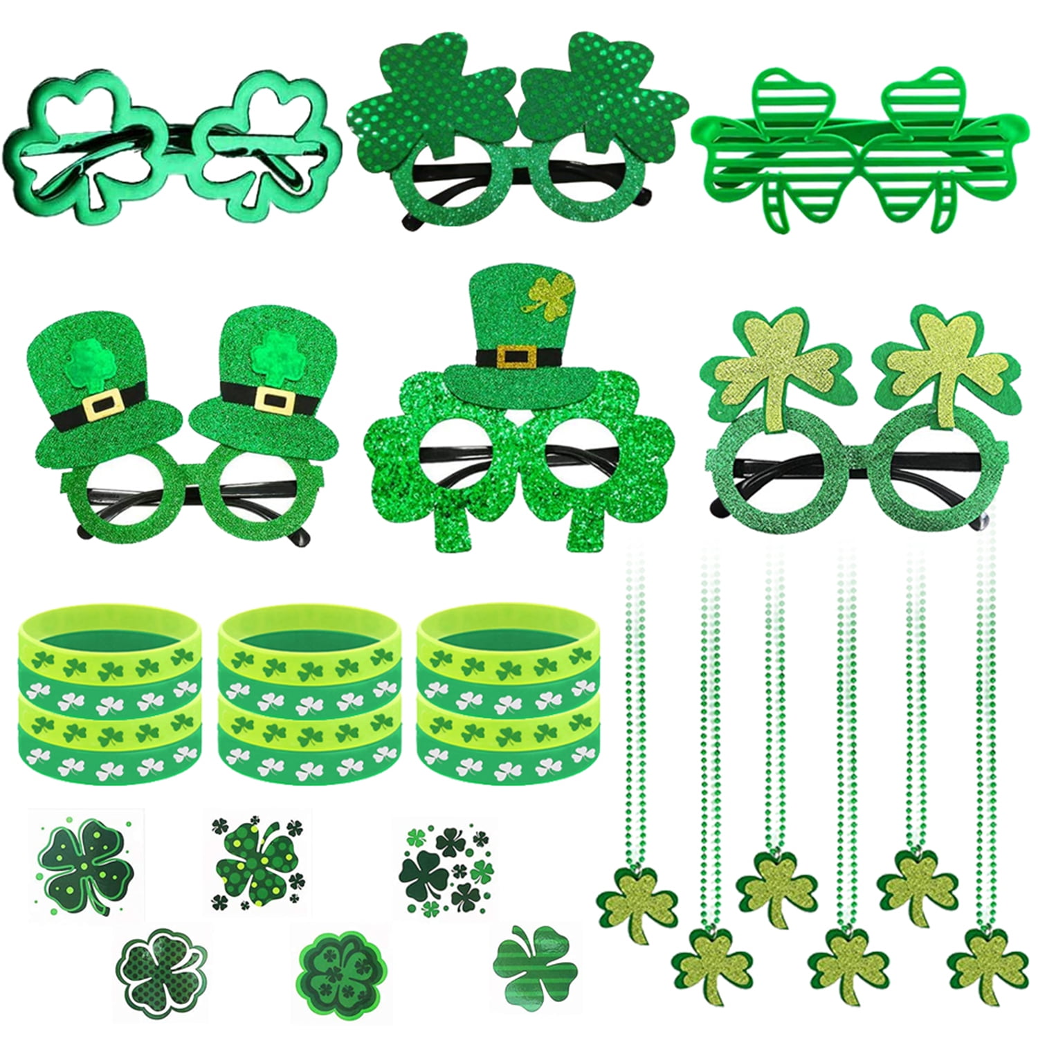 96 Pcs St Patricks Day Accessories for Women Men Party Favors 6 Green ...