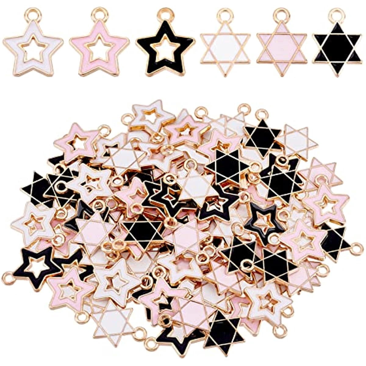 96 Pcs Star Enamel Charms Pendants Mixed Color Little Star Charms ...