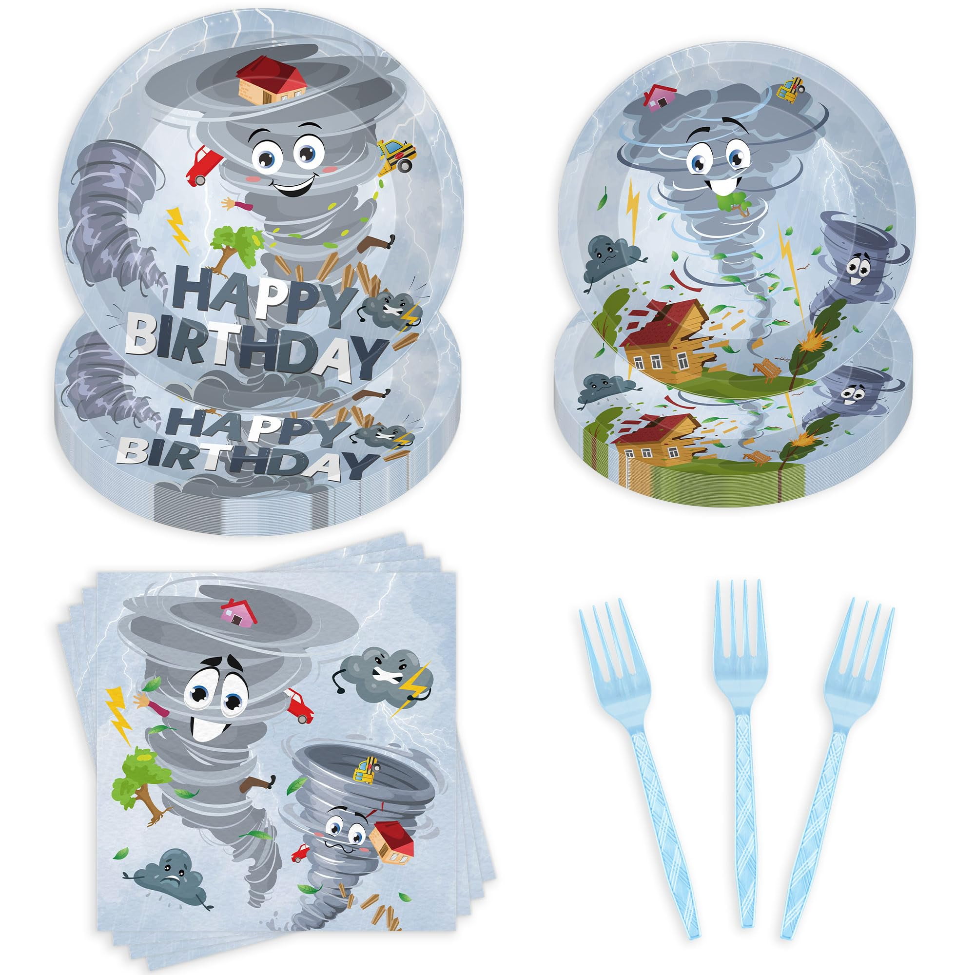 96 Pcs TornadoEGSC Birthday Party Decorations Tableware Set, Funny ...