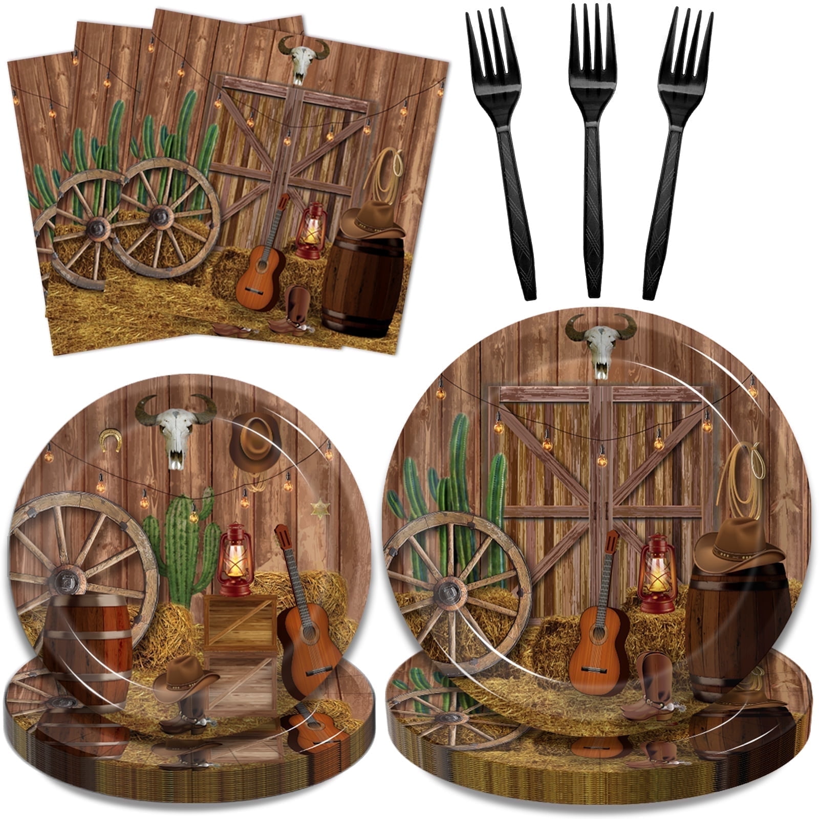 96 Pcs Western Birthday Party Plates, Western Cowboy Party Supplies ...