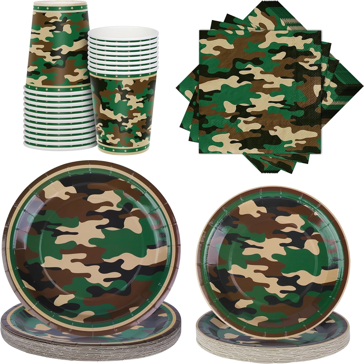 96 Pieces Camouflage Themed Party Supplies Disposable Camo Tableware ...