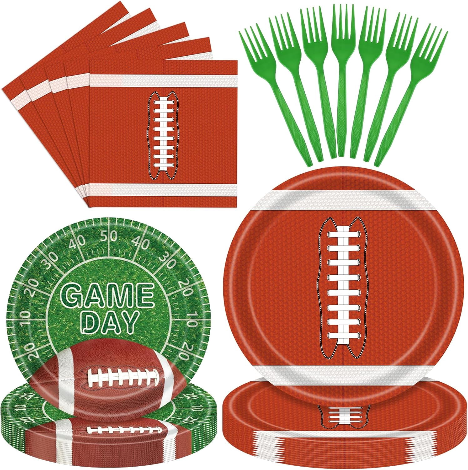 96 Pieces Game Day Football Tableware Set – Disposable Plates, Napkins ...