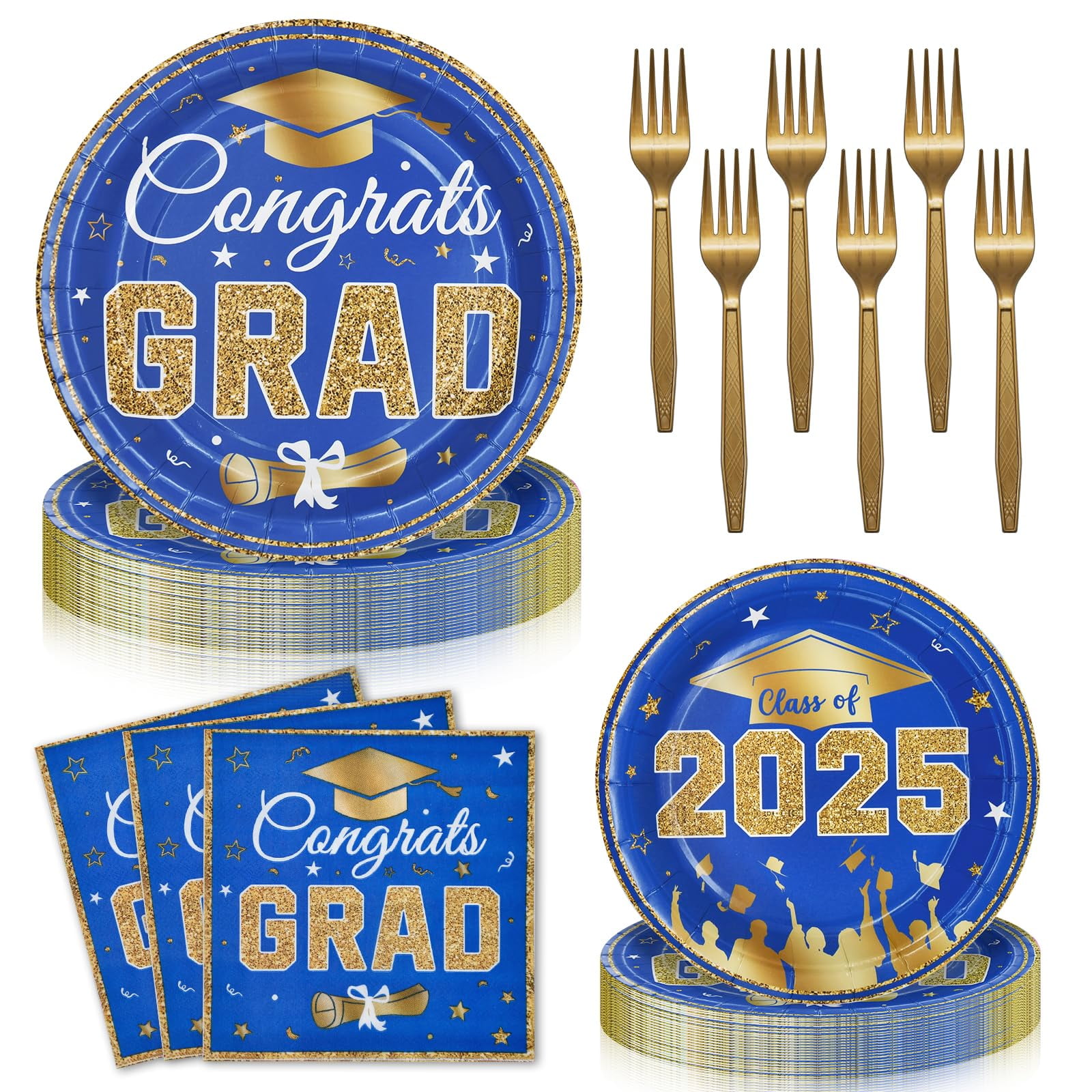 96 Pieces Graduation Plates AIF9 and Napkins, Class of 2025 Party ...