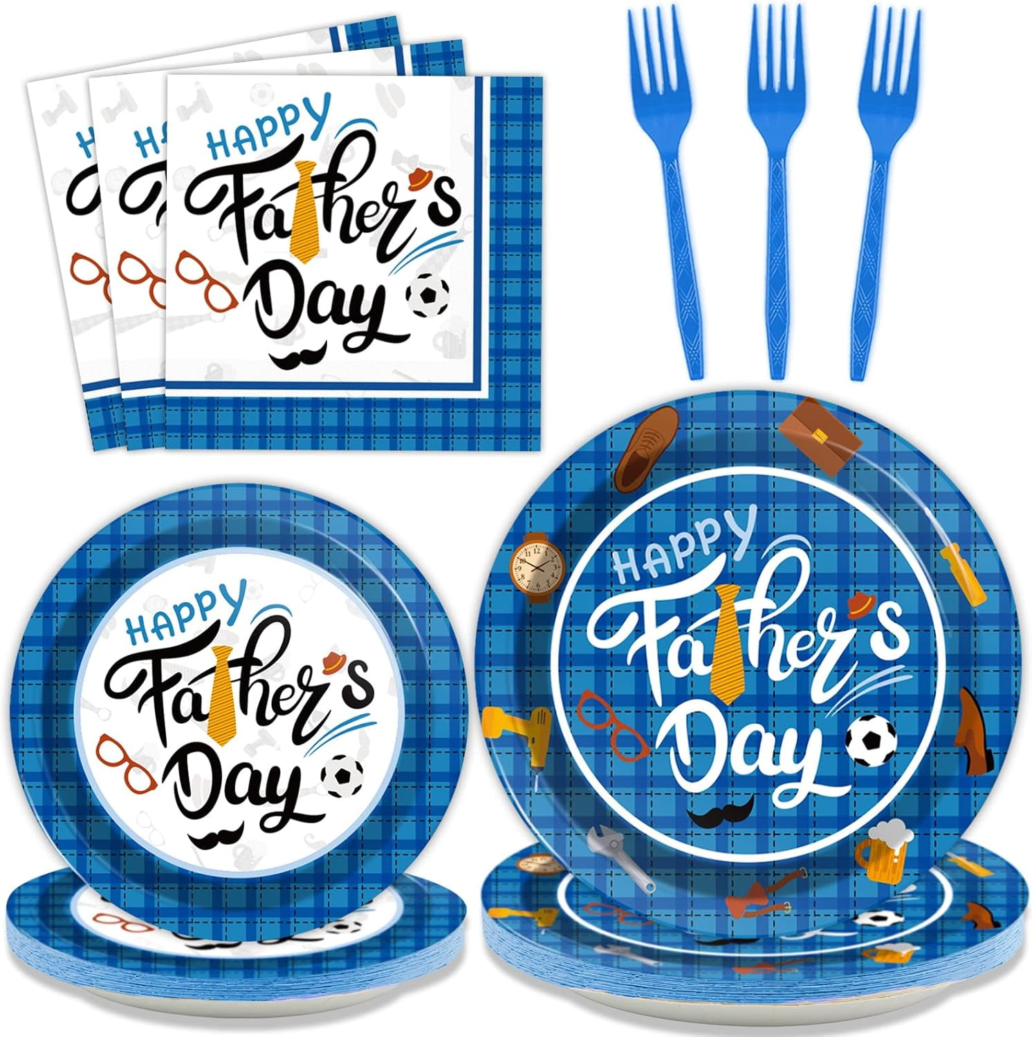 96 Pieces Happy Father's Day Party Decorations Fathers Day Plates And ...