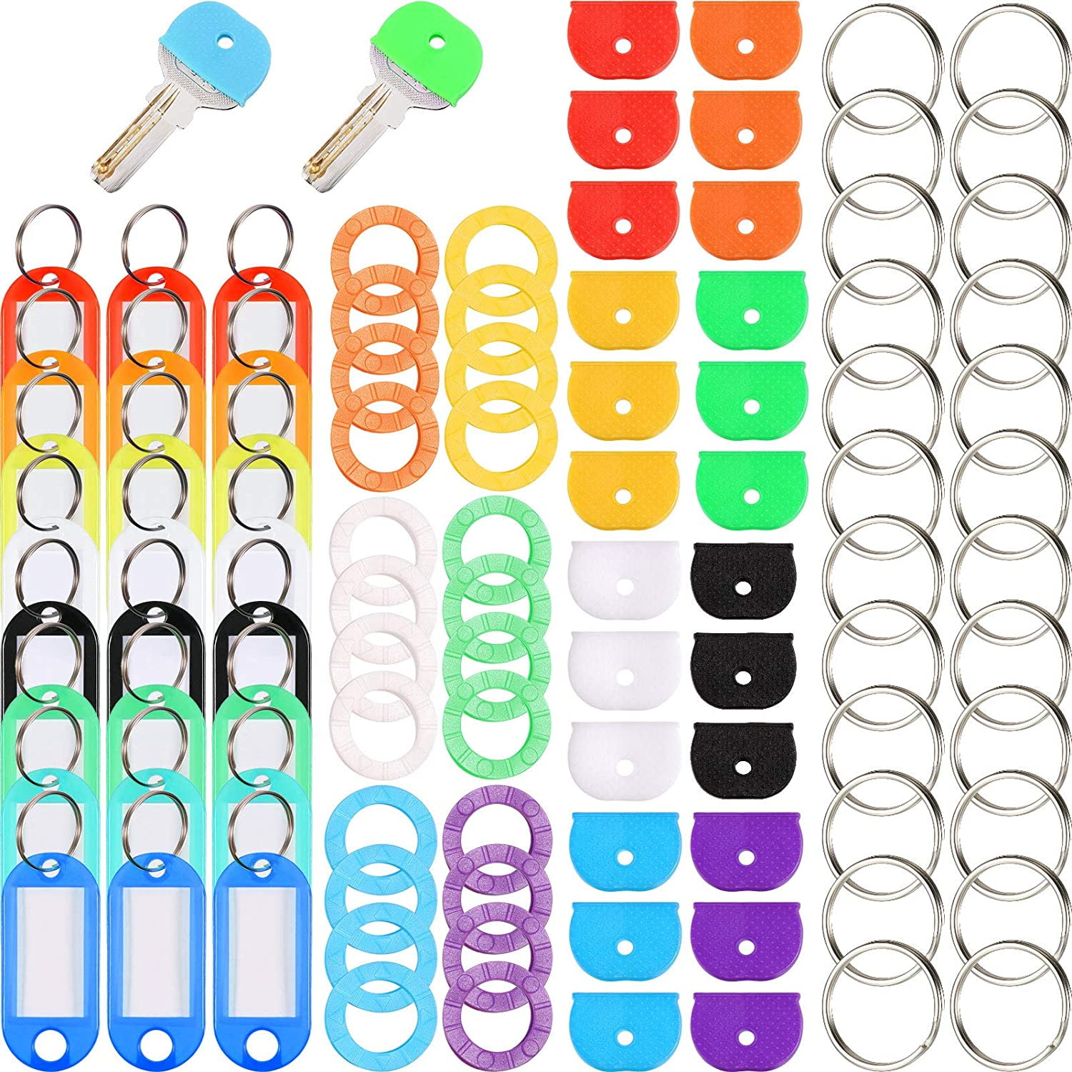 96 Pieces Key Cap Covers Kit Silicone Key Covers Silicone Key Tag Key ...