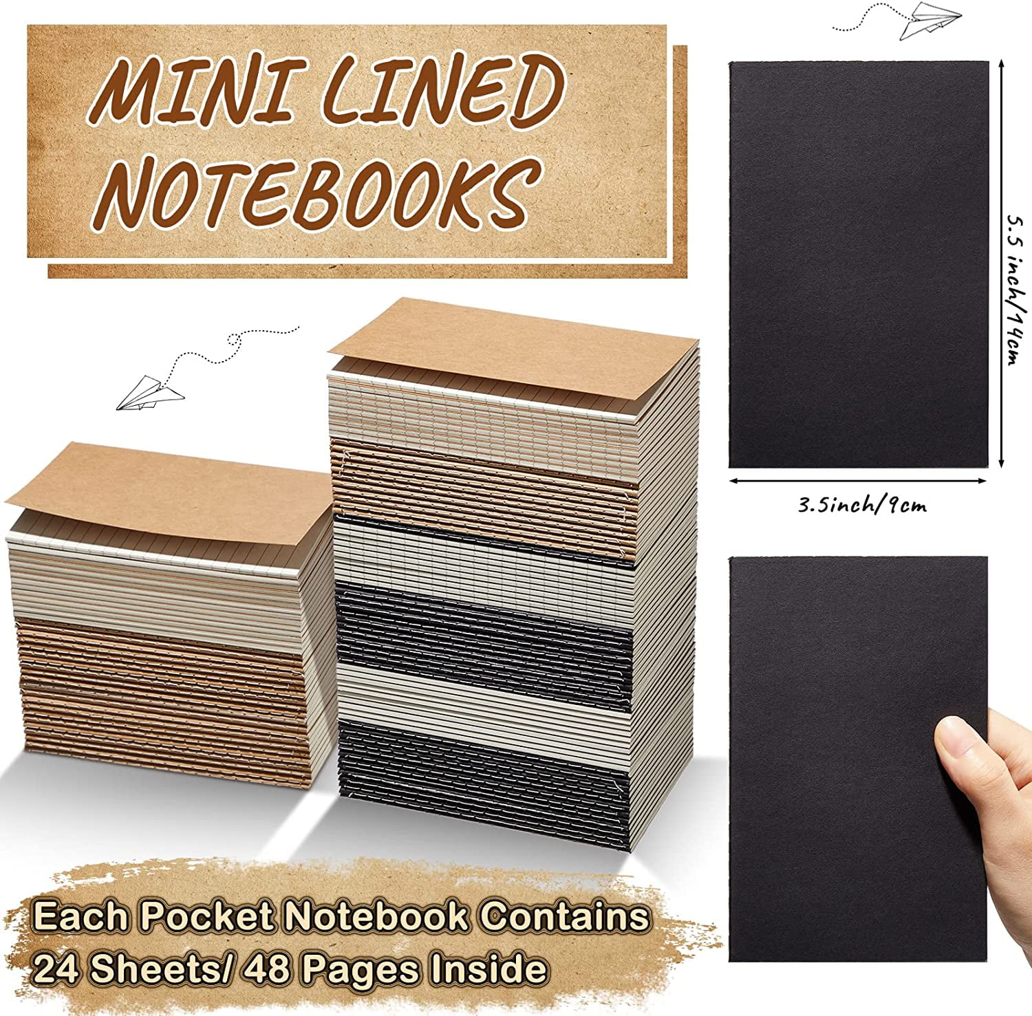 96 Pieces Mini Notebooks Bulk 3.5 x 5.5 Pocket Small Notepads Journals ...