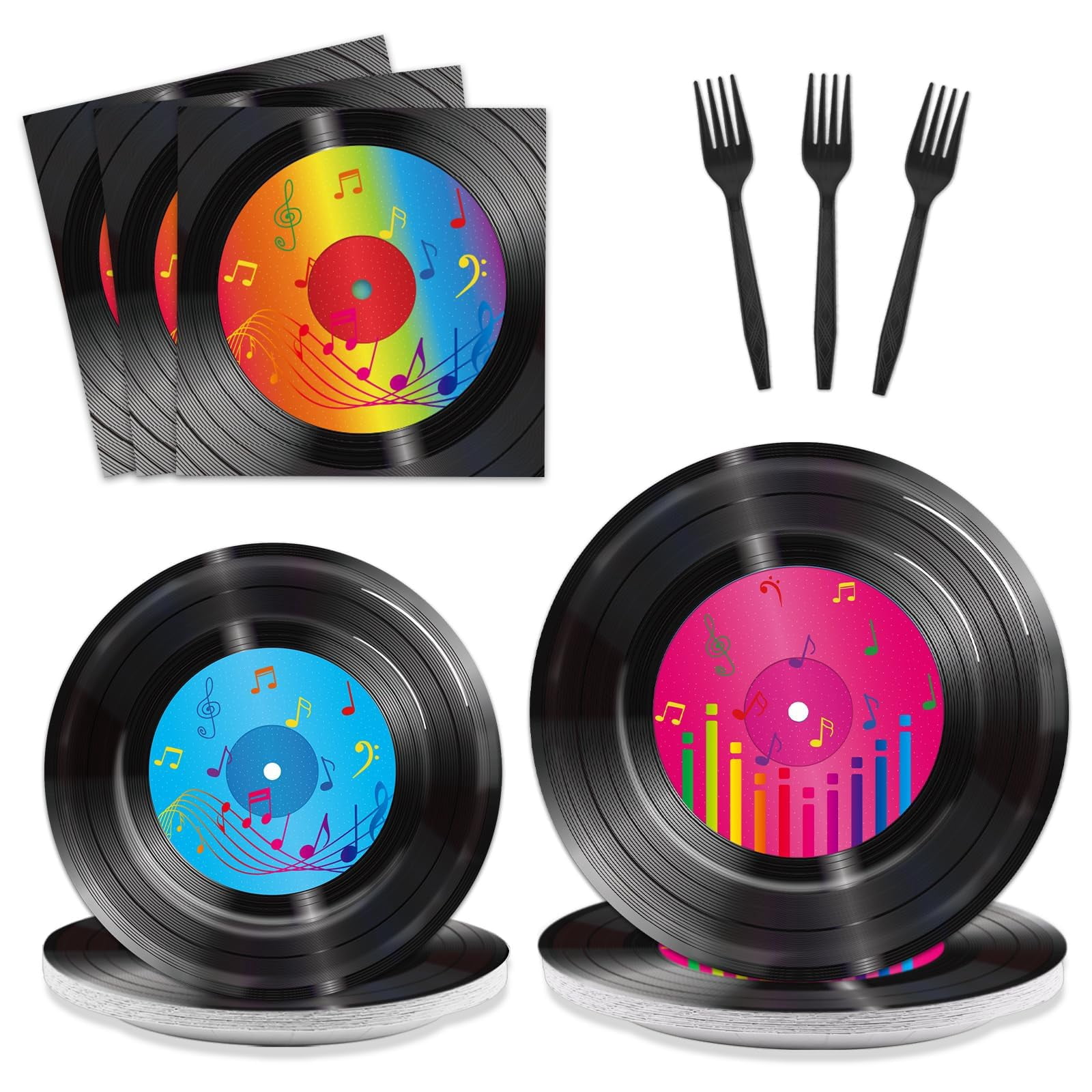 96 Pieces Record Party Plates 50's Theme Party Decorations Record Paper ...