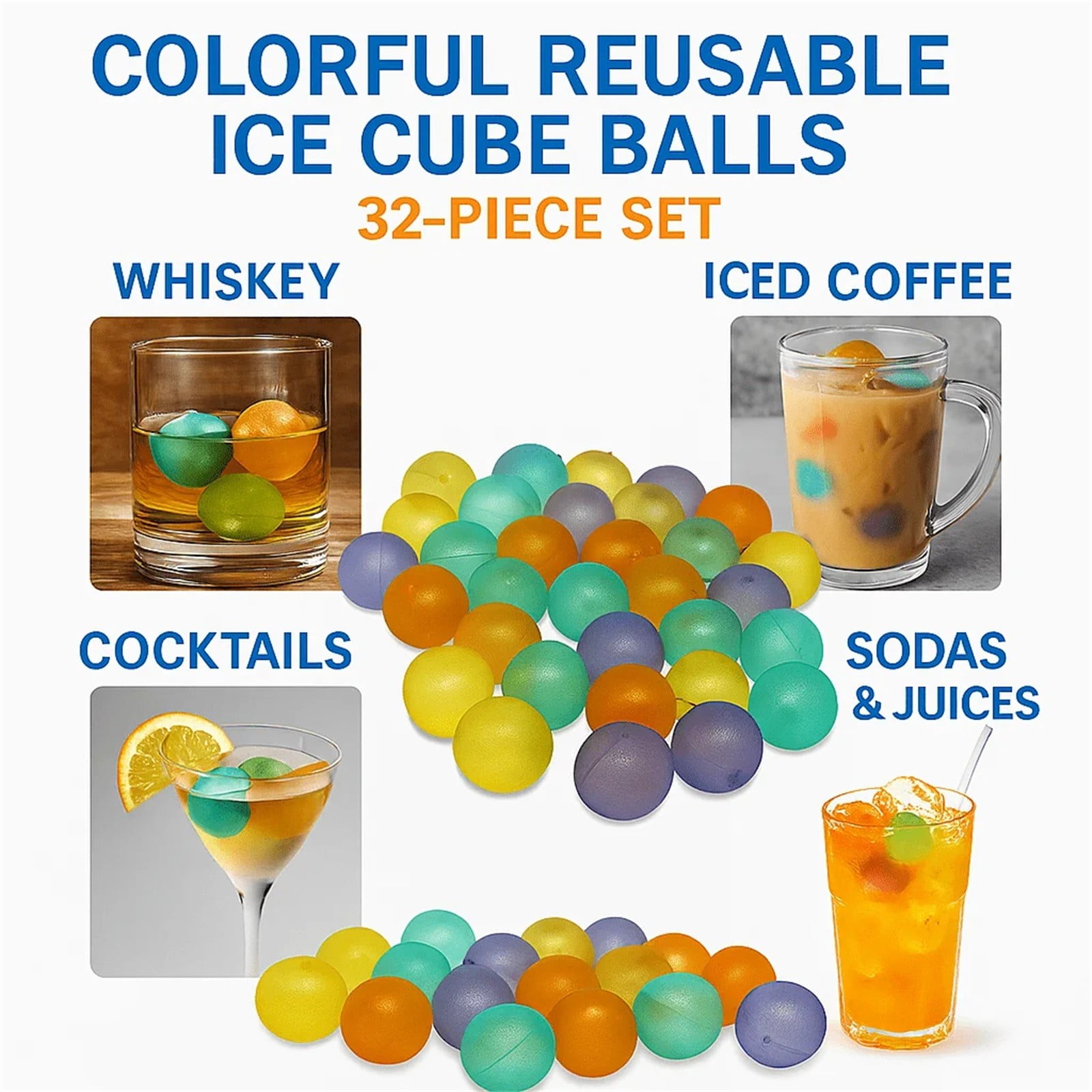 96 Pieces Reusable Ice Cubes - Multi-Use Food Safe Ice Chillers for ...