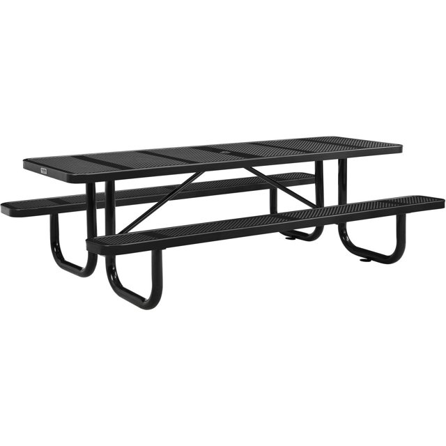 "Large 96"" Rectangular Perforated Metal Outdoor Picnic Table for ...