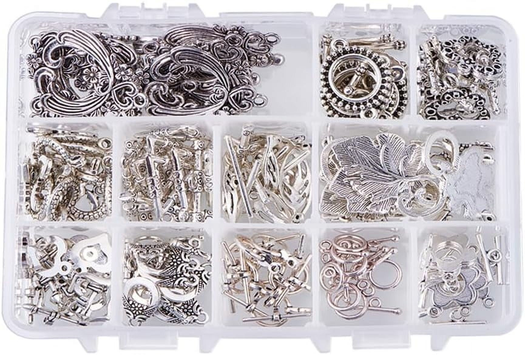 96 Sets Toggle Clasps 12 Styles Heart Hook Clasp Flower Hook Toggle ...