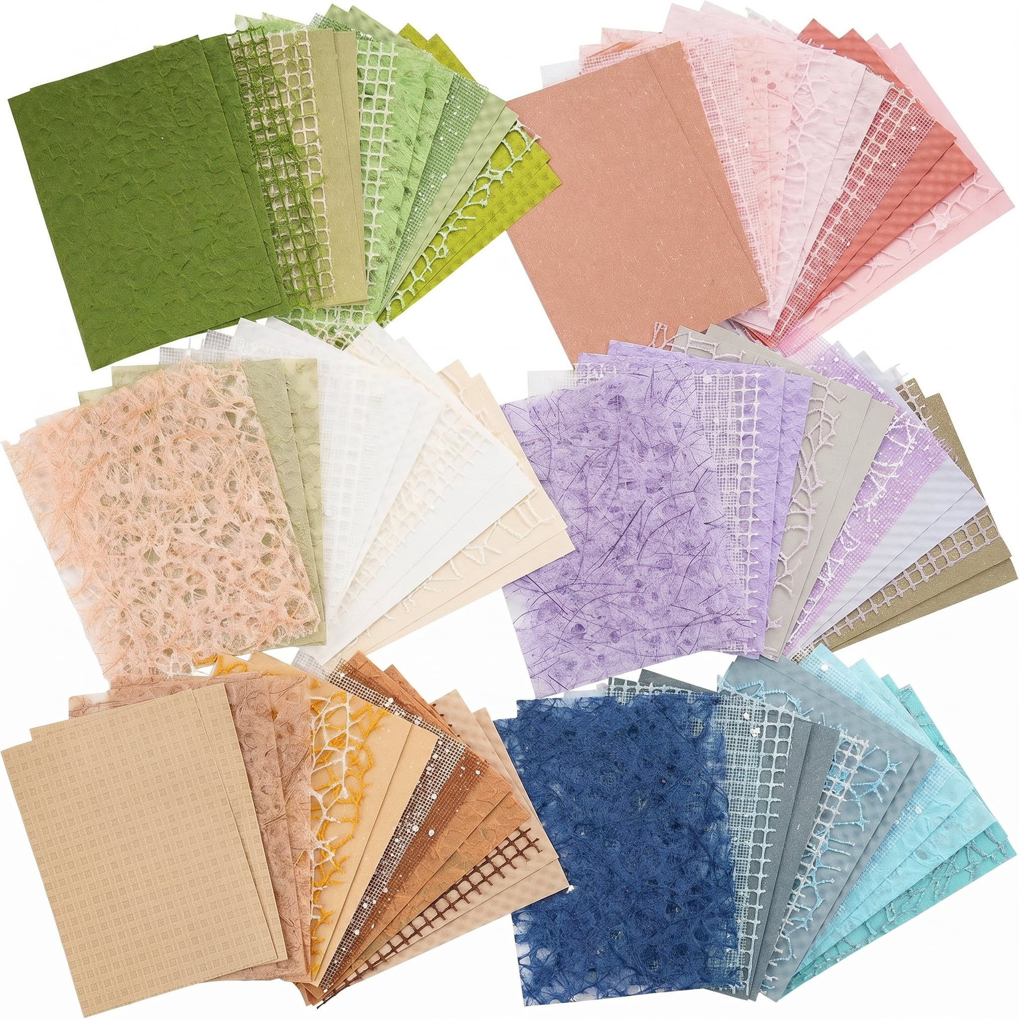 96 Sheets Textured Scrapbook Paper and Fabric Set, 6 Packs Assorted ...
