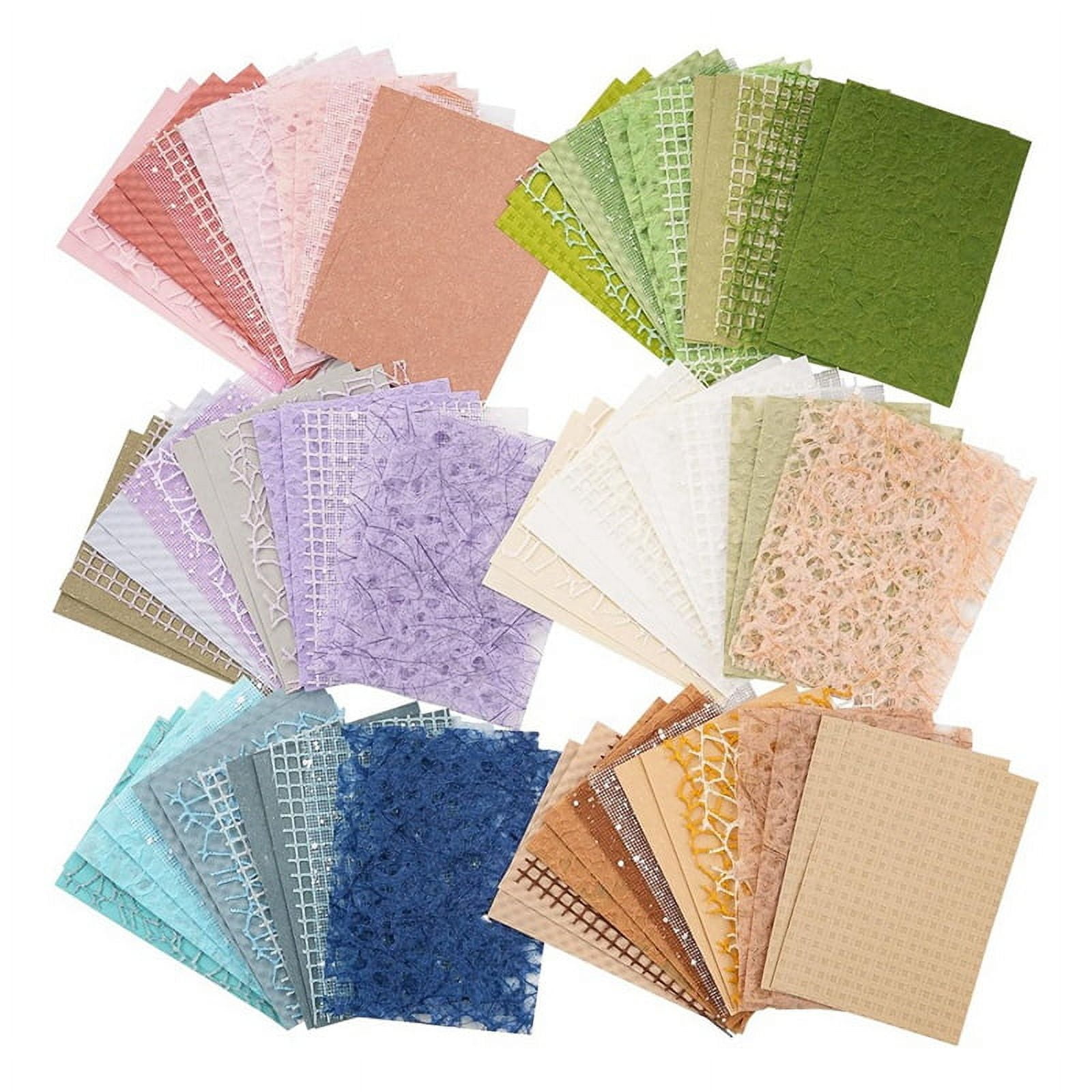 96 Sheets Textured Scrapbook Paper and Mesh Fabric Assorted Set,6 Pack ...