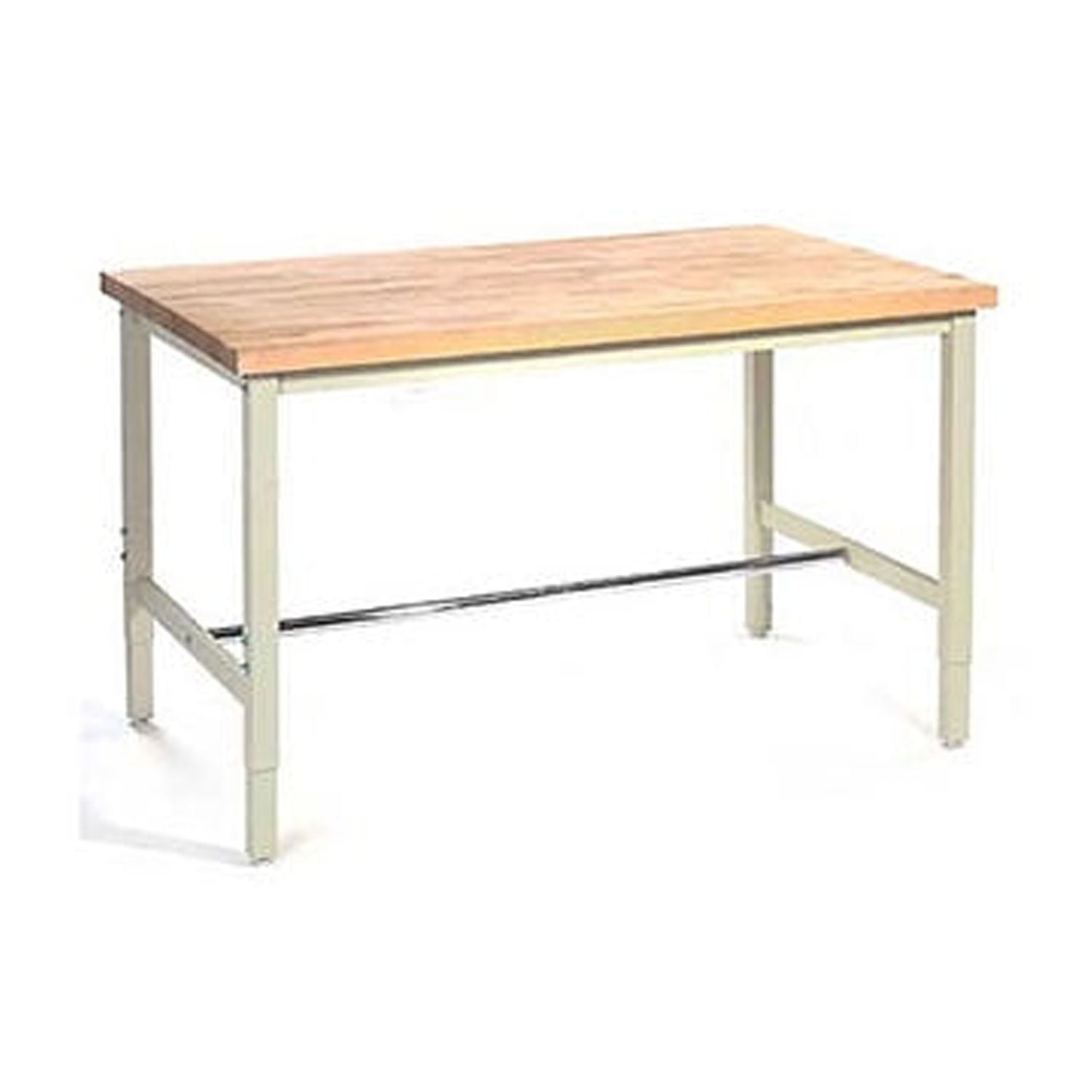 96"W x 30"D Adjustable Height Workbench, 1-3/4" Thick Maple Top Square ...