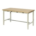 96"W x 36"D Adjustable Height Workbench, Power Apron, 1-1/4" Thick ...
