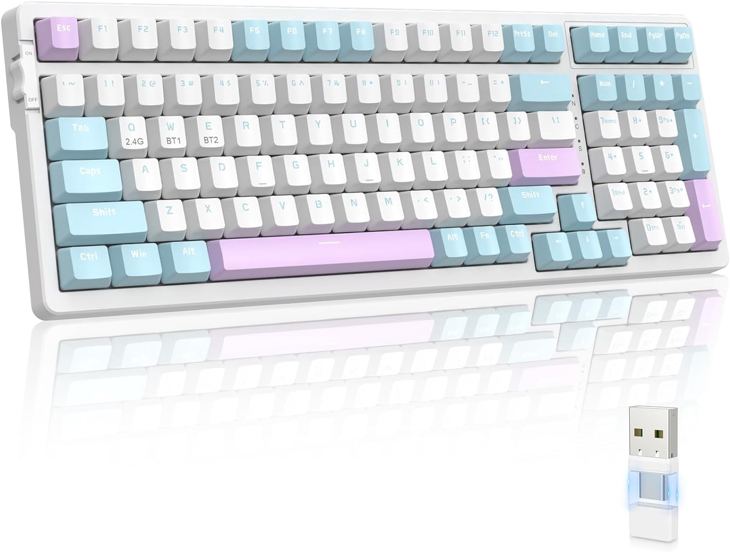 96% Wireless Mechanical Gaming Keyboard,2.4G Usb+Type-C /Bt5.0,Hot ...