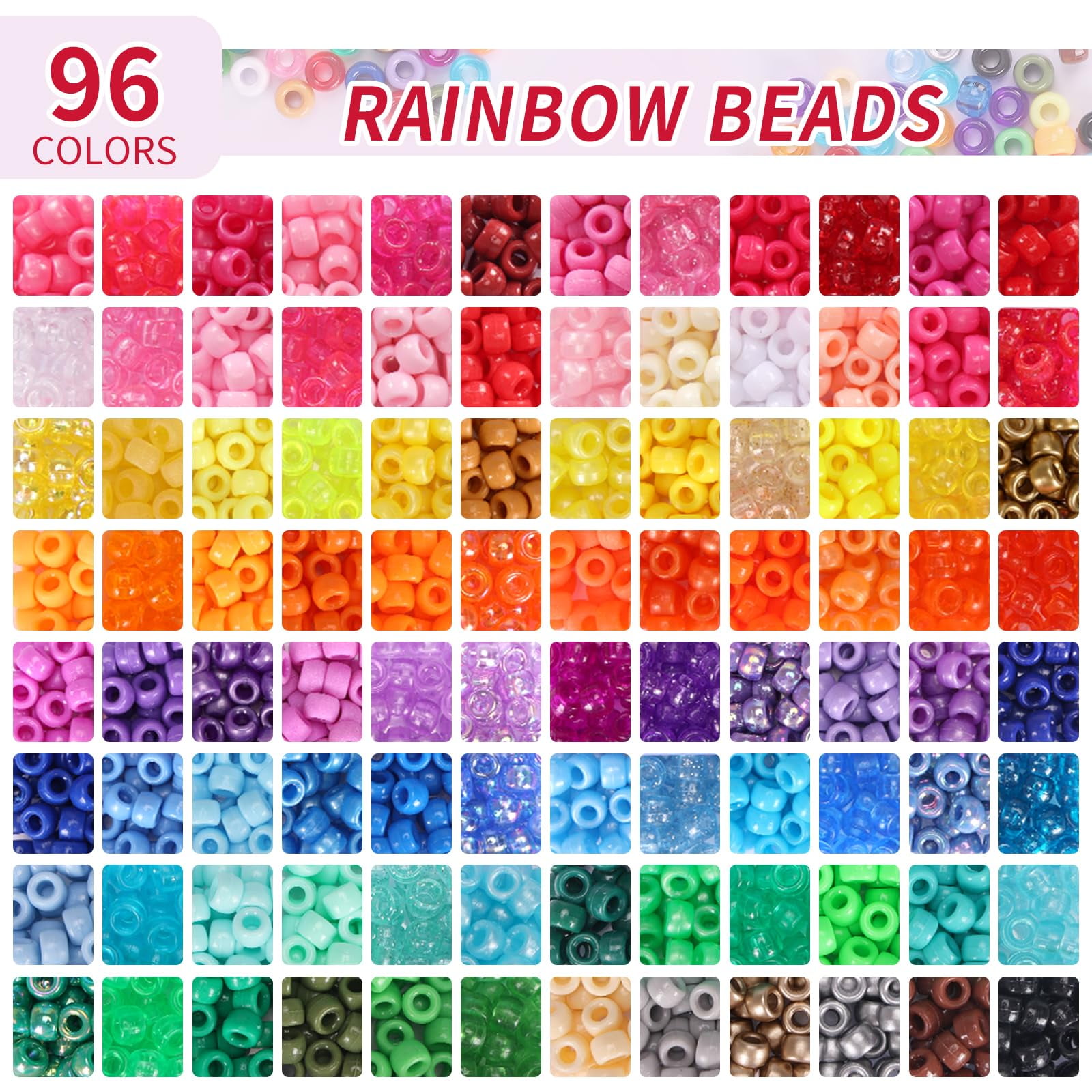 96-color Pony Bead Jewelry Making Kit for Bracelets, Necklaces ...