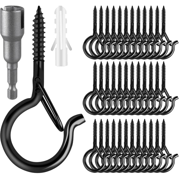 96 count Q-Hanger Hooks, Screw Hooks for Outdoor String Lights, Safety ...