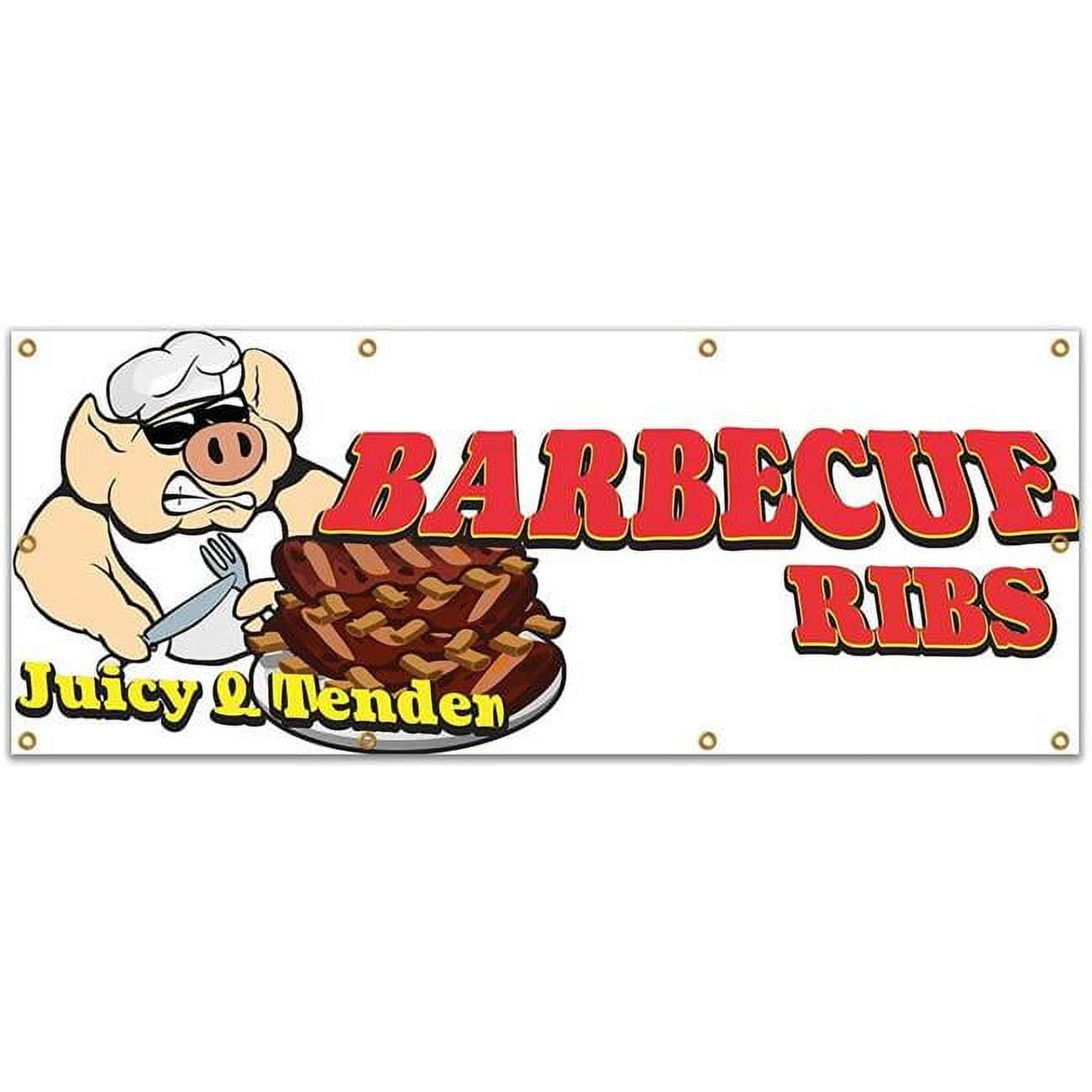 96 in. Barbecue Ribs Banner with Concession Stand Food Truck Single ...