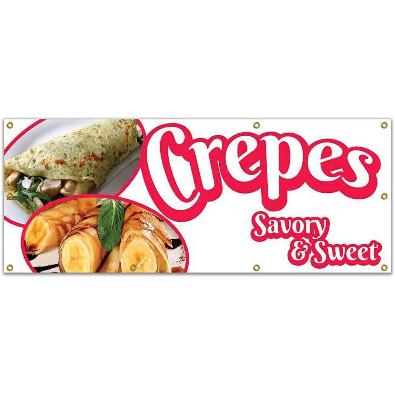 96 in. Concession Stand Food Truck Single Sided Banner - Crepes Savory ...