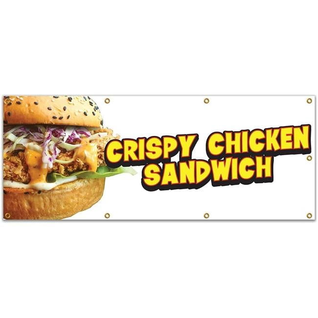 96 in. Concession Stand Food Truck Single Sided Banner - Crispy Chicken ...