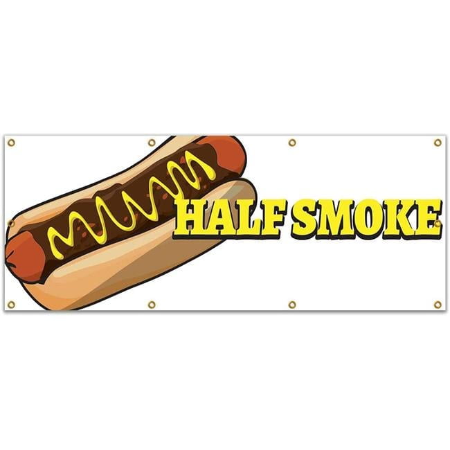 96 in. Half Smoke Banner with Concession Stand Food Truck Single Sided ...
