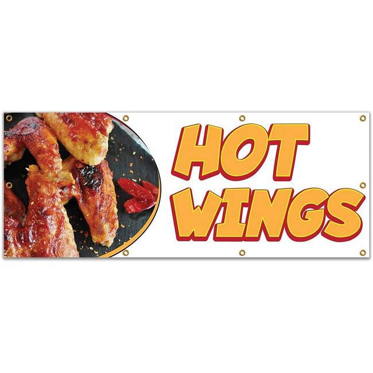 96 in. Hot Wings Banner with Concession Stand Food Truck Single Sided ...