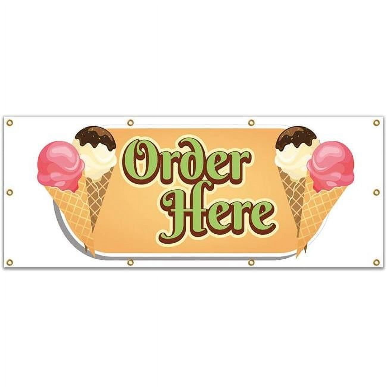 96 in. Ice Cream Order Here Banner with Concession Stand Food Truck ...