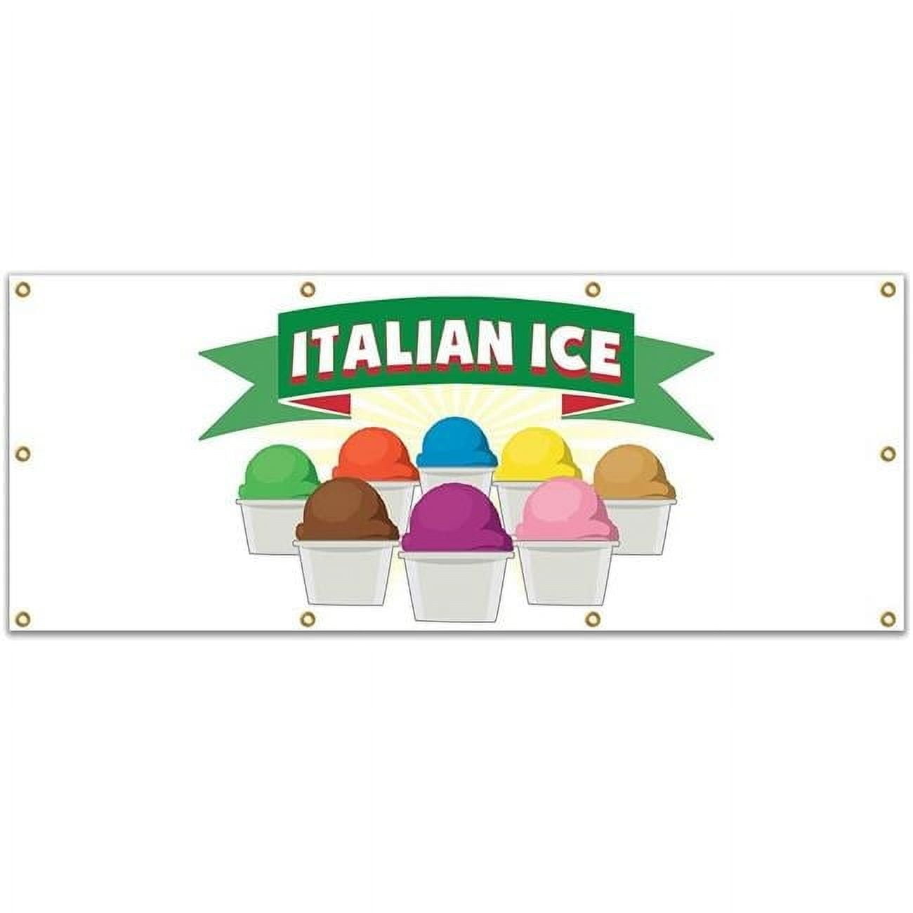96 in. Italian Ice Banner with Concession Stand Food Truck Single Sided ...