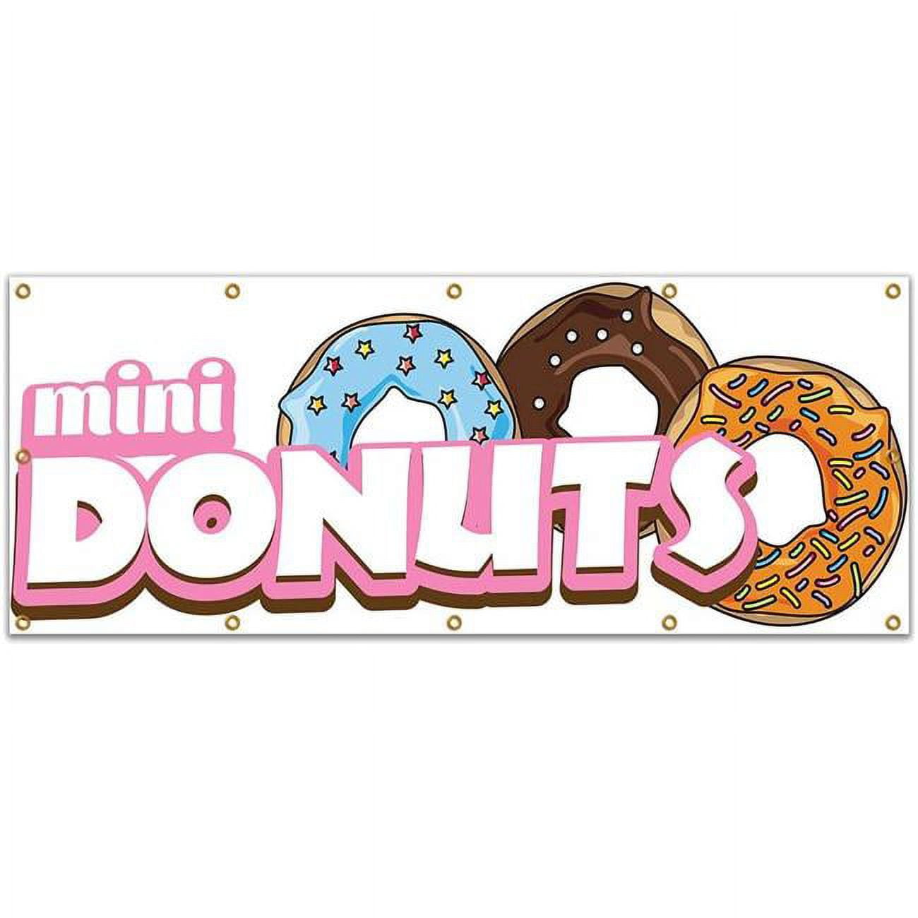 96 in. Mini Donuts Banner with Concession Stand Food Truck Single Sided ...