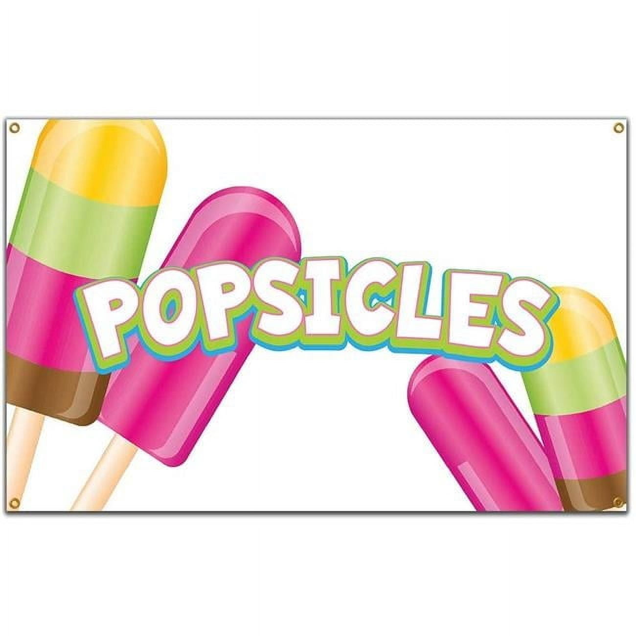 96 in. Popsicles Banner with Concession Stand Food Truck Single Sided ...