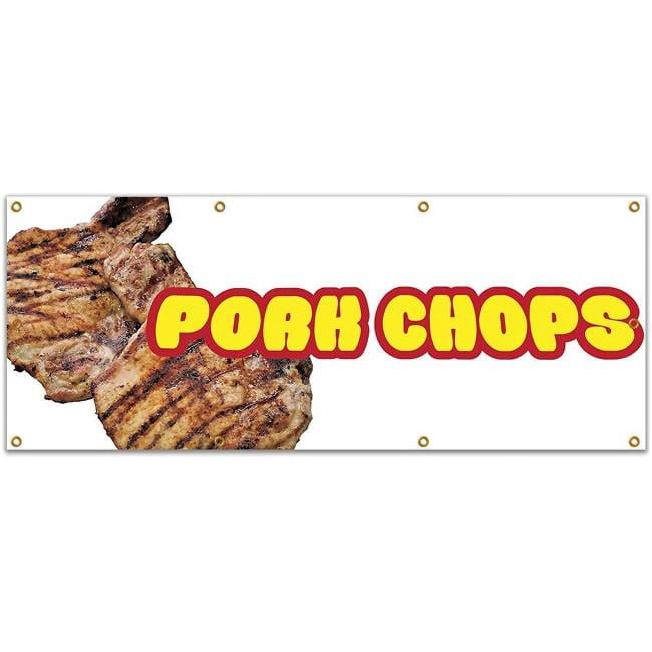 96 in. Pork Chops Banner with Concession Stand Food Truck Single Sided ...